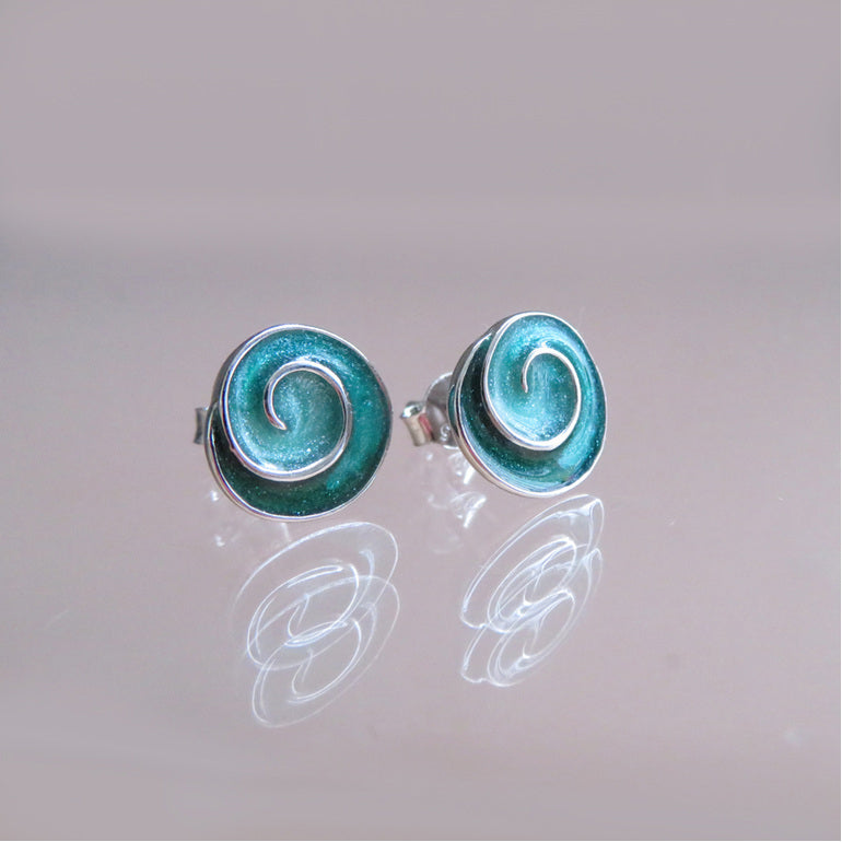 Wildside Gifts - Enamel Silver Koru Studs – The White Room Gallery